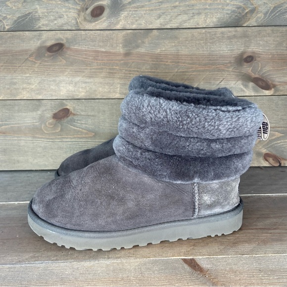 UGG | Shoes | Ugg Fluff Mini Quilted Womens Size 8 Boots Gray Suede ...